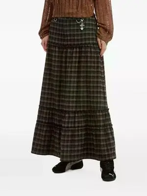 Izzue Check-pattern Tiered Maxi Skirt