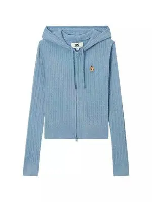 CHOCOOLATE Cable-knit Embroidered Cardigan - Blue