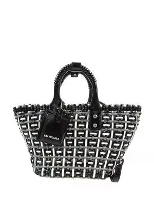 Balenciaga Faux Leather Bistro Basket Bag Satchel - Grey