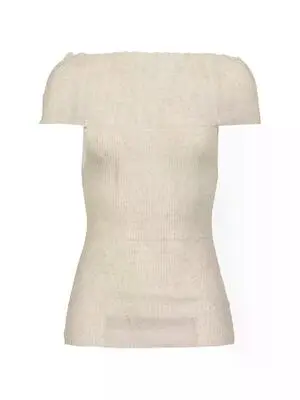 BOHEMSEO Off-shoulder Ribbed-knit Sweater