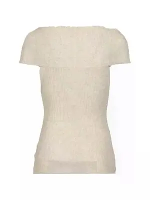BOHEMSEO Off-shoulder Ribbed-knit Sweater