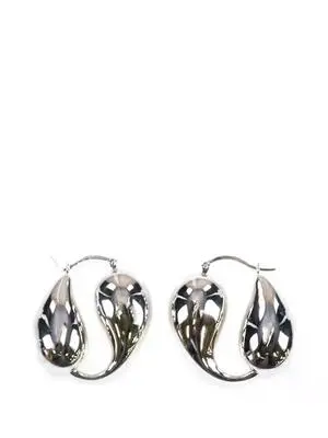 LE MANDORLE Quote Hoop Earrings - Silver