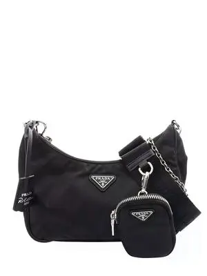Prada 2019-2026 Saffiano Trimmed Re Nylon Re Edition 2005 Satchel - Black