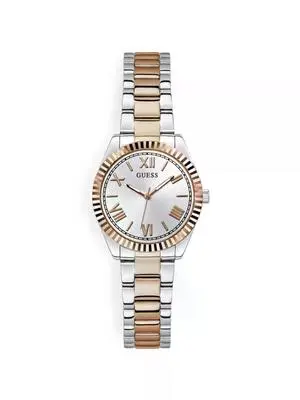 Guess Fluted Bezel 30mm Watch - Silver