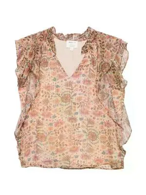 MAISON123 Floral Print Ruffled Top - Neutrals