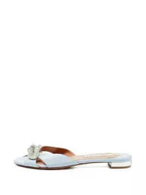 AQUAZZURA Very Bow Denim-effect Sandals - Blue