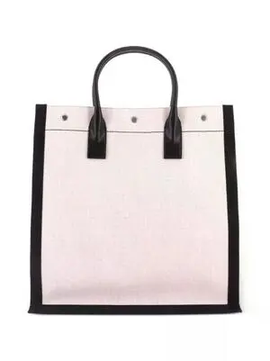 Saint Laurent Rive Gauche Shopper Canvas Tall Tote Bag - Neutrals
