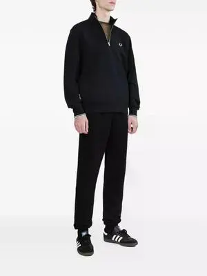 Fred Perry Logo-embroidered Quarter-zip Sweatshirt - Black