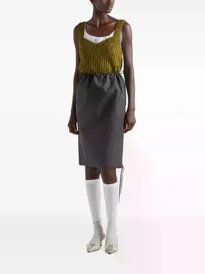 Prada Bonded Hopsack Midi-skirt With Devoré-effect