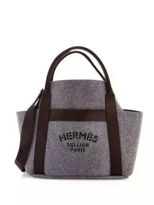 Hermès Sac De Pansage Groom Handbag Felt Shoulder Bag - Grey