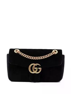 Gucci 2016-2026 Medium Gg Marmont Matelasse Velvet Shoulder Bag - Black
