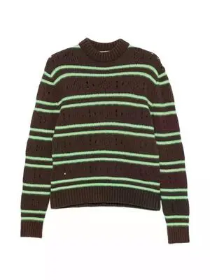 Marni Striped Distressed-effect Cashmere Sweater