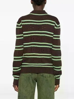 Marni Striped Distressed-effect Cashmere Sweater