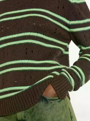 Marni Striped Distressed-effect Cashmere Sweater
