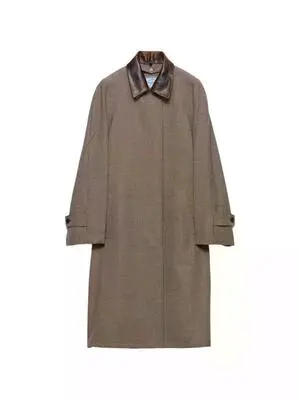 Prada Single-breasted Houndstooth Check Wool Coat