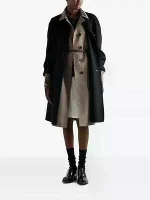 Prada Single-breasted Houndstooth Check Wool Coat