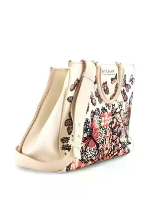 BVLGARI Convertible Shopping Printed Canvas And Leather Medium Tote Bag