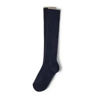 Brunello Cucinelli Cashmere Ribbed Socks - Blue