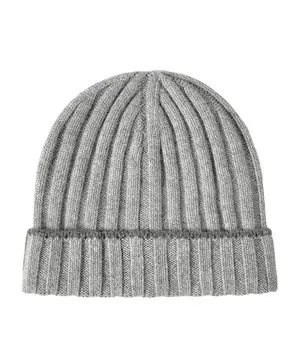 Brunello Cucinelli Cashmere Ribbed Beanie - Grey