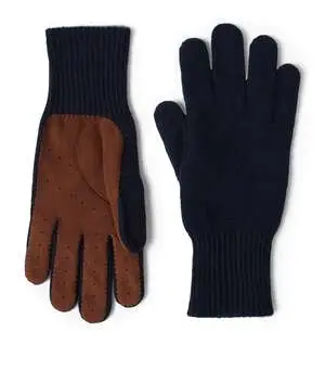 Brunello Cucinelli Cashmere-suede Gloves - Blue