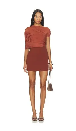 SEROYA Selma Mini Crepe Dress In . Also - Rust