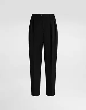 Dolce & Gabbana Wool Gabardine Trousers - Black