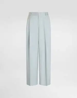 Dolce & Gabbana Shantung Viscose Tailored Trousers - Azure