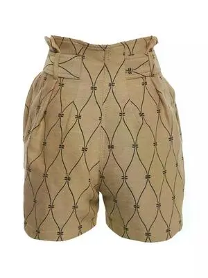 Elisabetta Franchi Monogram Jacquard Belted Shorts