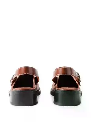Claudie Pierlot Topstitched Smooth Leather Clogs