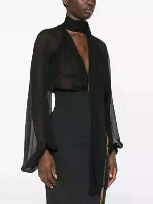 Elisabetta Franchi Sheer Logo-plaque Shirt