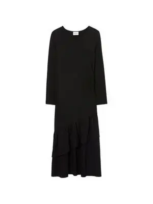 Claudie Pierlot Asymmetric Ruffled Jersey Dress