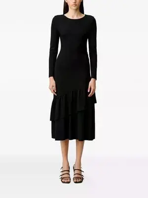 Claudie Pierlot Asymmetric Ruffled Jersey Dress