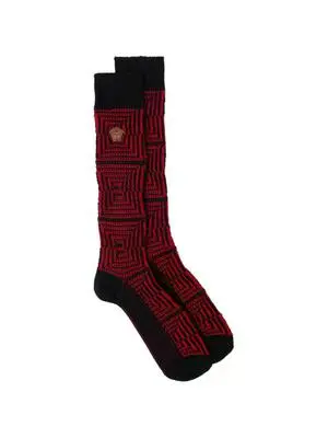 Versace Embroidered-logo Jacquard Wool Socks