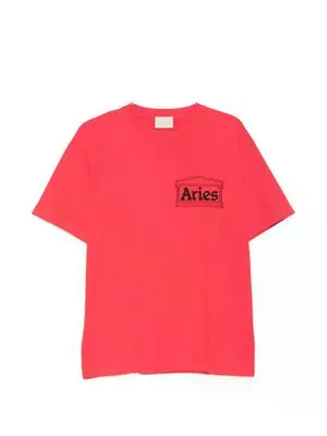Aries Temple Logo-print T-shirt - Red