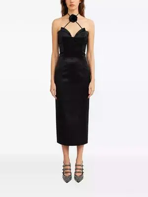 Philipp Plein Satin Midi Dress Flower