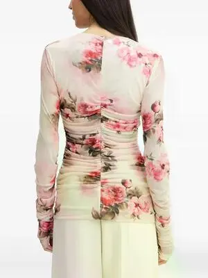 SILVIAN HEACH Floral-print Ruched Top