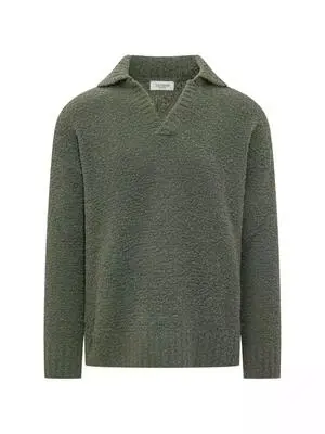 LANEUS Bouclé-knit Polo-collar Sweater - Green