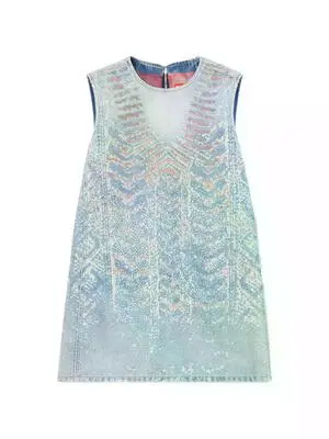DIESEL® Mini Dress In Microstone Devoré Denim