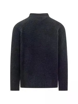 LANEUS Crew-neck Bouclé Sweater - Blue