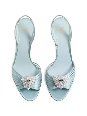 Valentino Garavani Coeur Royal Satin Sandals 85mm - Blue