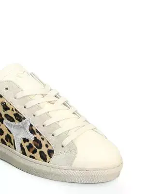 AMA-BRAND Leopard-print Star-patch Sneakers