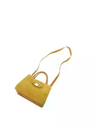 JIMMY CHOO Suede And Leather Rebel Top Handle Bag Satchel - Yellow