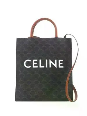 Celine 2018-2026 Small Triomphe Coated Canvas Vertical Cabas Tote Satchel - Brown