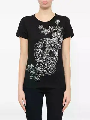 Alexander McQueen Skull Floral-print T-shirt - Black
