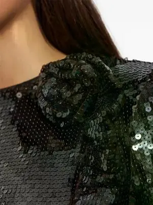 ROTATE BY BIRGER CHRISTENSEN Sequin-embellished Floral-appliqué Dress
