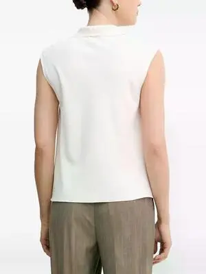 Sisley Pussy-bow Sleeveless Blouse - White