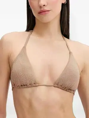 Guess 4g-logo Triangle Bikini Top - Brown