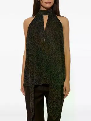 ROTATE BY BIRGER CHRISTENSEN Halterneck Bow Top Leopard