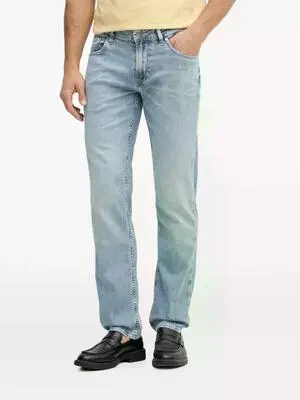 Guess Logo-patch Straight-leg Jeans - Blue