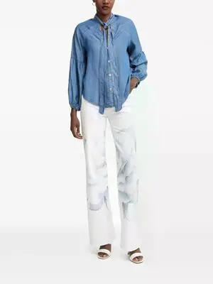 Guess Floral-print Logo-patch Jeans